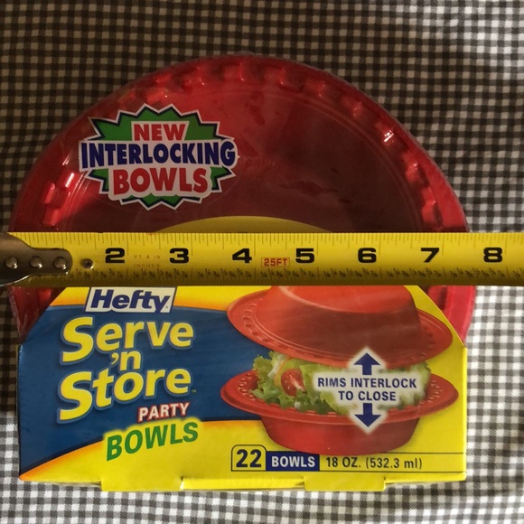 Hefty | Dining | 2 Packs Of 22 Hefty Serve N Store 8 Oz Red Bowls ...